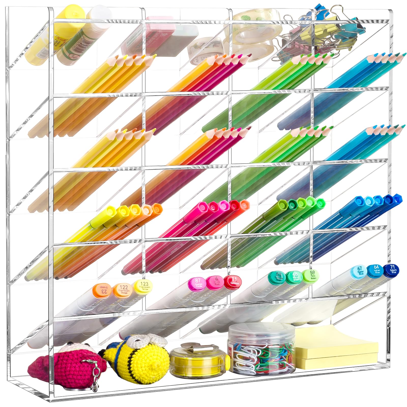 Beygorm Acrylic Vertical Marker Organizer For 250 Markers,Angled Pen H ...