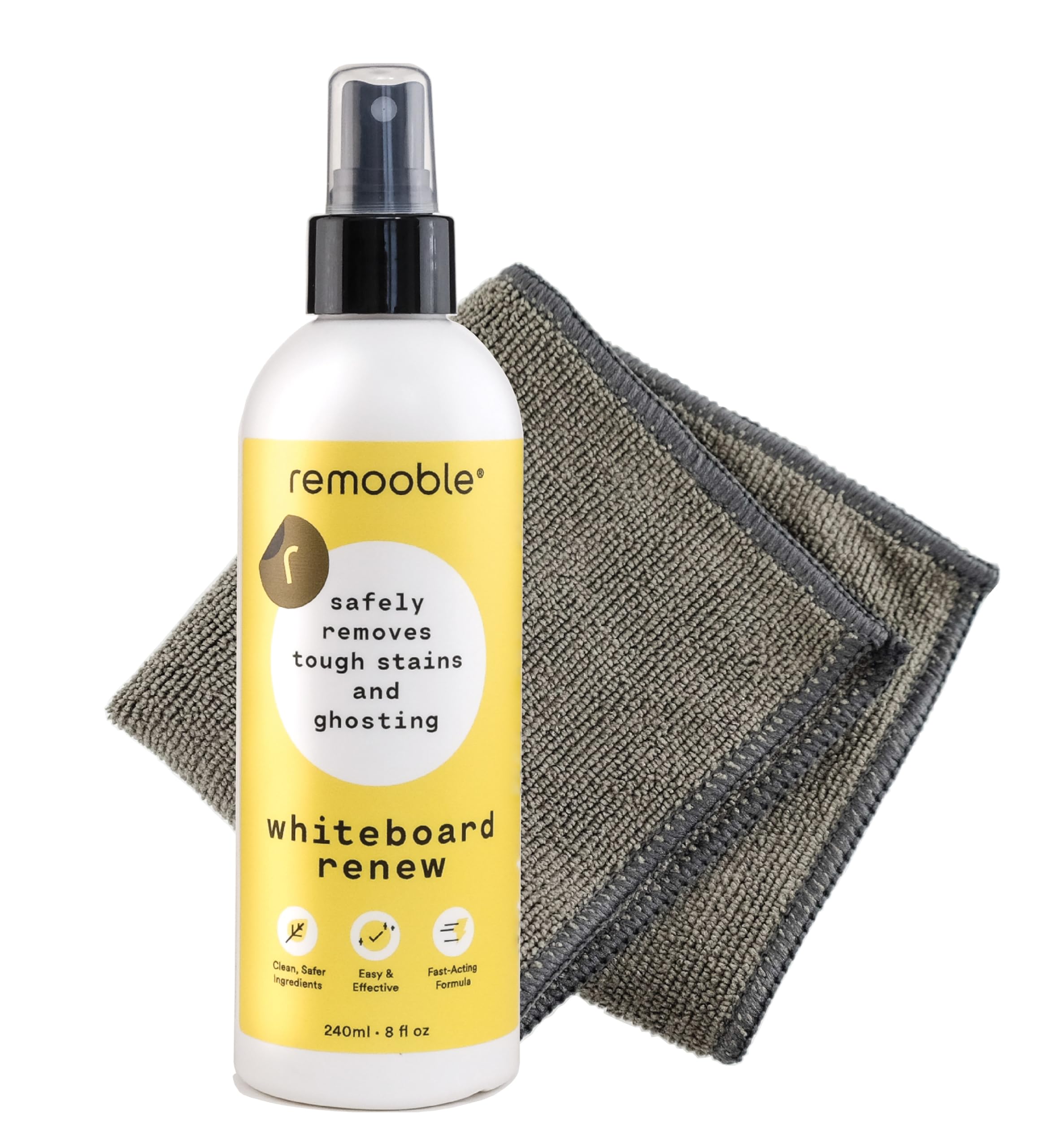 Remooble Dry Erase Whiteboard Cleaner Spray & Microfiber Cleaning Cloth ...