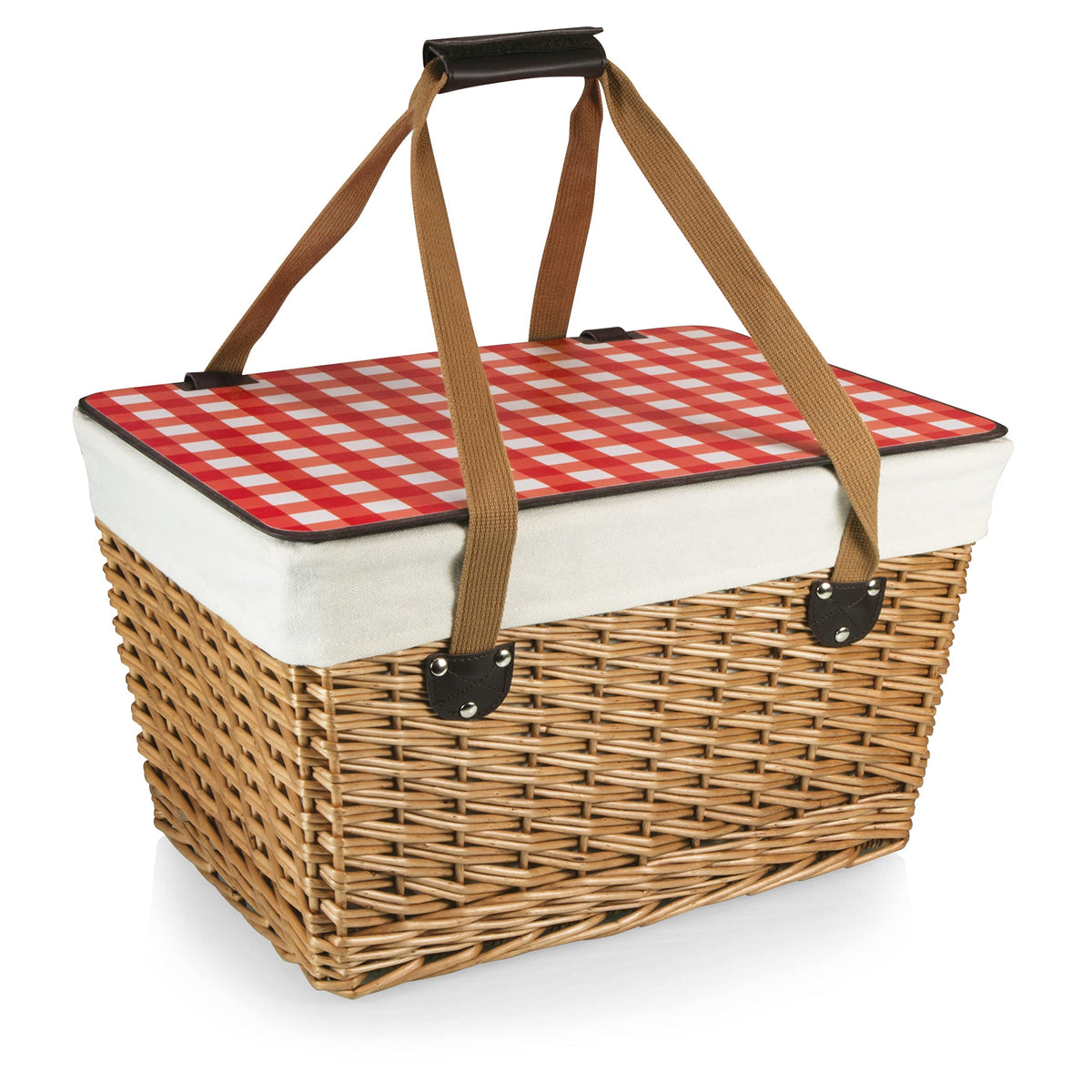 Picnic Time Canasta Wicker Picnic Basket With Lid, Small Picnic Basket ...