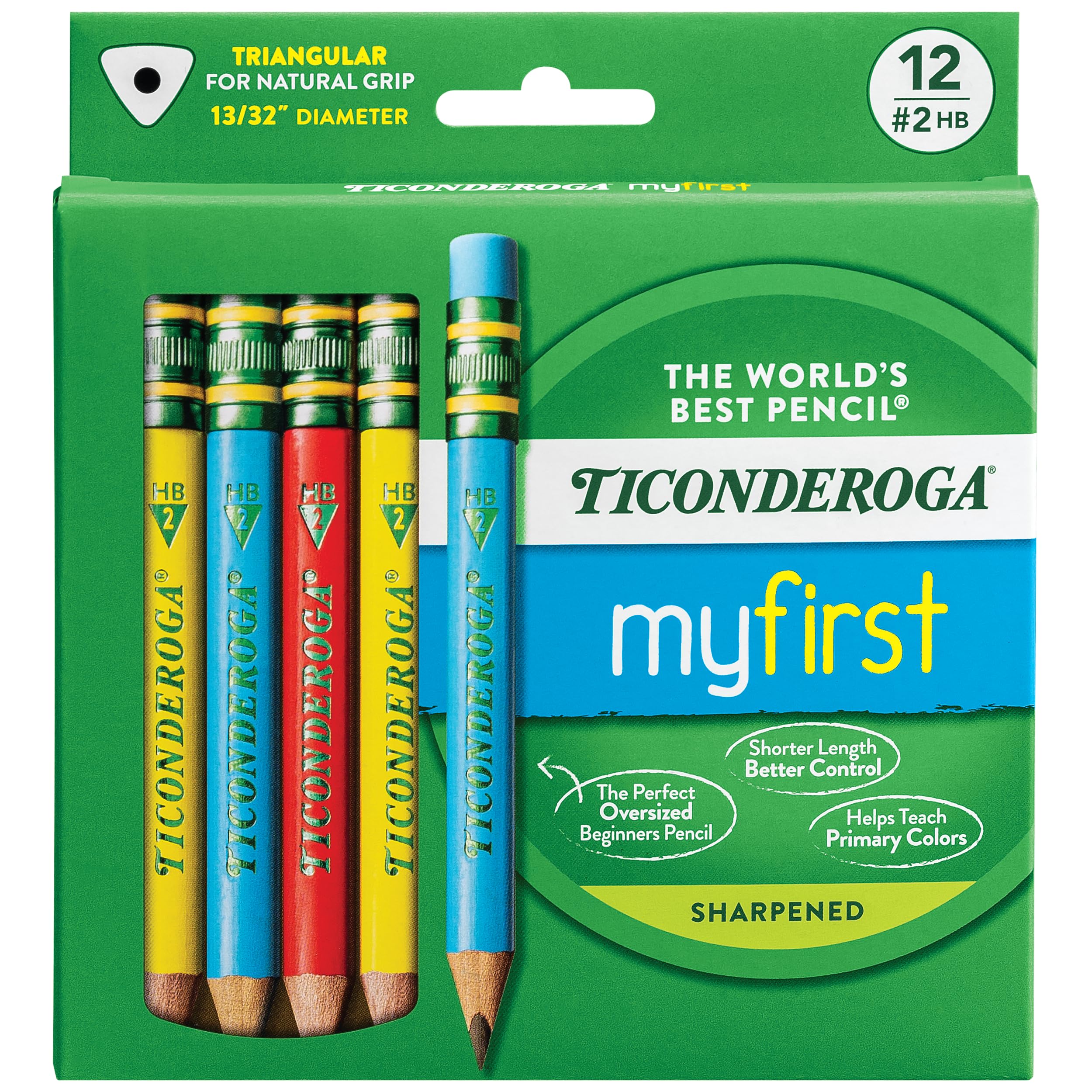 Ticonderoga My First Short Triangular Wood-Cased Pencils, #2 Hb Soft ...