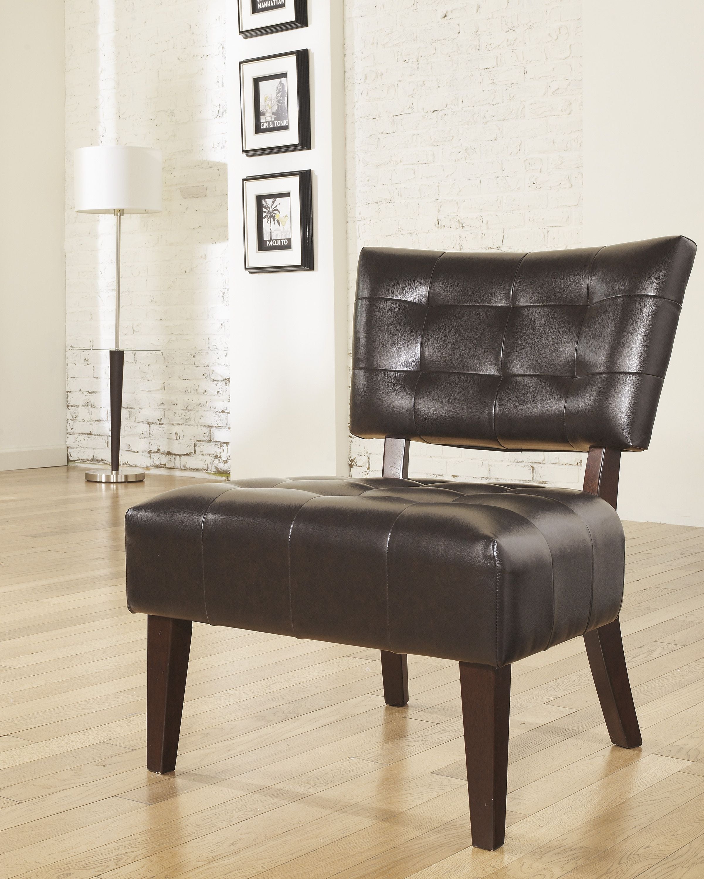Roundhill Furniture Blended Leather Tufted Accent Chair With Oversized ...